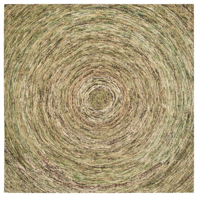 Safavieh Ikat Collection Ikt633y Handmade Green Rug, 6' square ...