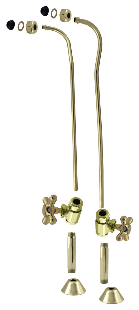1/2" IPS Stops & Double Offset Bath Supply With Cross Handles, Polished ...