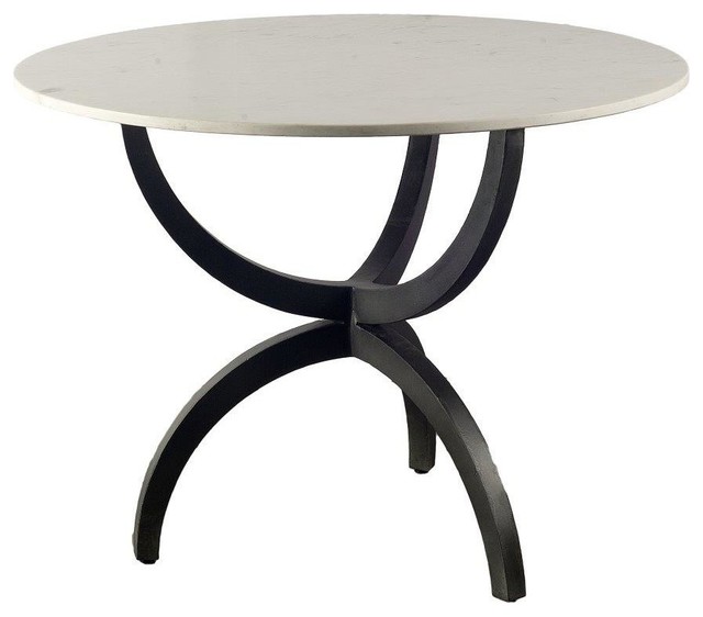 Veneto White Marble Top w/Black Metal Base 40" Round Dining Table - Industrial - Dining Tables ...
