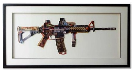 Gun Collage Art with Black Frame - Contemporary - Prints And Posters ...