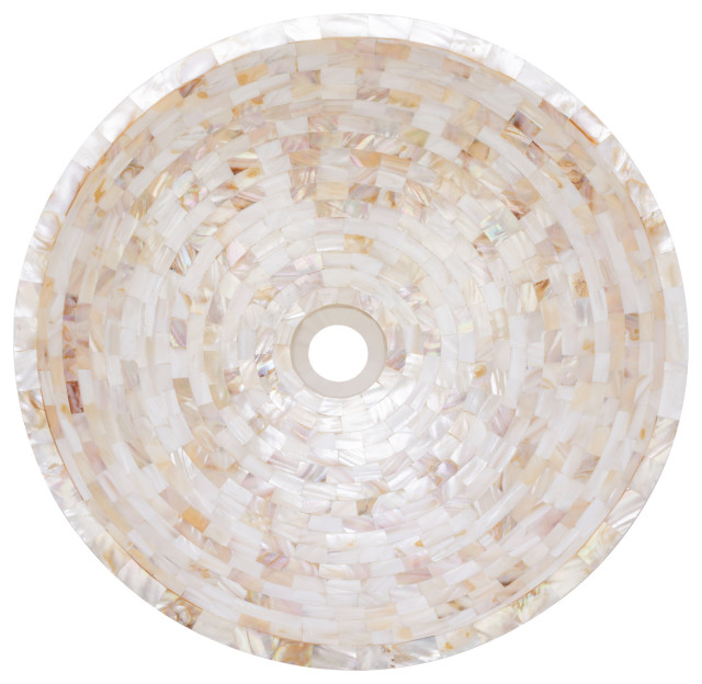 Mother of Pearl Seashell White and Gold Vessel Sink Rectangular Cube ...