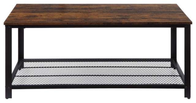 Acme Taurus Coffee Table Rustic Oak and Black Finish - Industrial ...