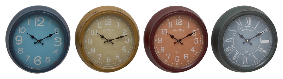 Metal Wall Clock 4-Piece Set, 15"x15" - Farmhouse - Wall Clocks - by ...