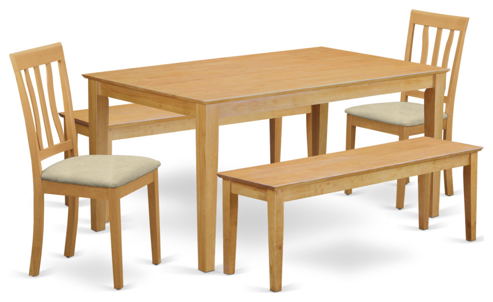 5-Piece Dining Room Set, Table and 2 Dining Chairs Plus 2 Benches ...