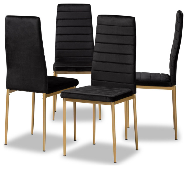 4 Pack Dining Chair, Gold Metal Legs With Padded Velvet Seat & High ...