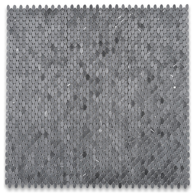 Nero Marquina Black Marble 1-1/4x5/8 Oval Ellipse Mosaic Tile Honed, 1 ...