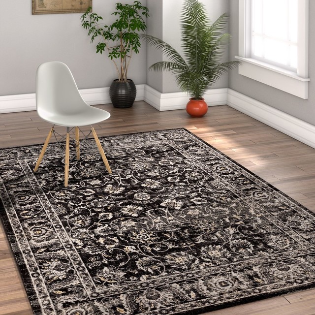 Well Woven Amba Sonoma Traditional Distressed Charcoal Area Rug, 5'3" X ...