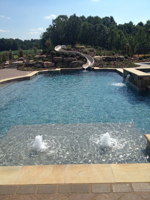 Gorgeous Blue Granite Pebble Sheen Pool Color - Mediterranean - Pool ...