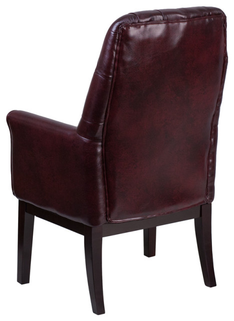 High Back Traditional Tufted Burgundy Leather Side Reception Chair, 28 ...