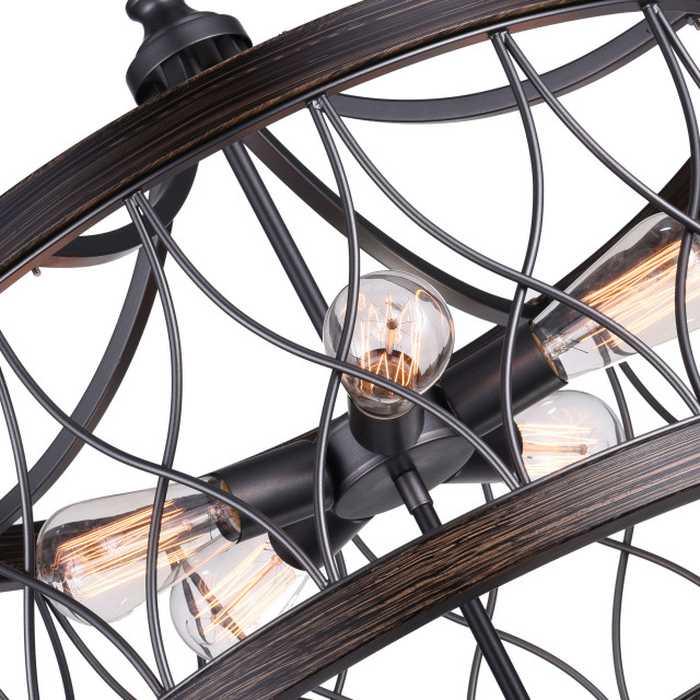 Amazon 5 Light Drum Shade Chandelier With Gun Metal Finish - Industrial ...