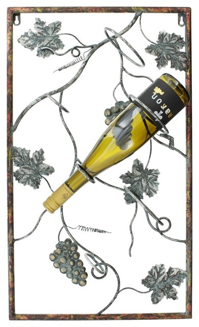 3 Bottles Metal Wall Hanging Wine Rack With Decorative Grape Vines Wall ...