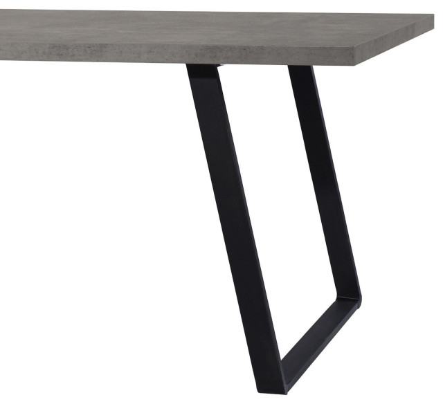 Minimalist Dining Table, Sled Metal Legs With Rectangular Powder Coated ...