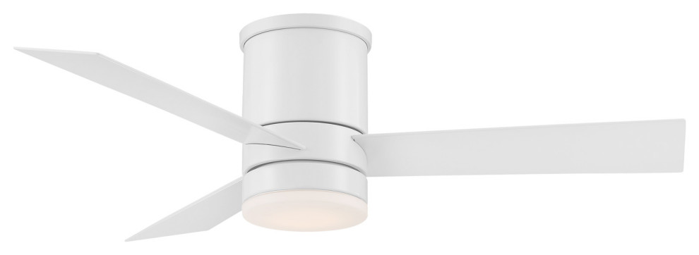 Axis 3-Blade Smart Flush Mount Ceiling Fan 44" Matte White, 3500K LED ...