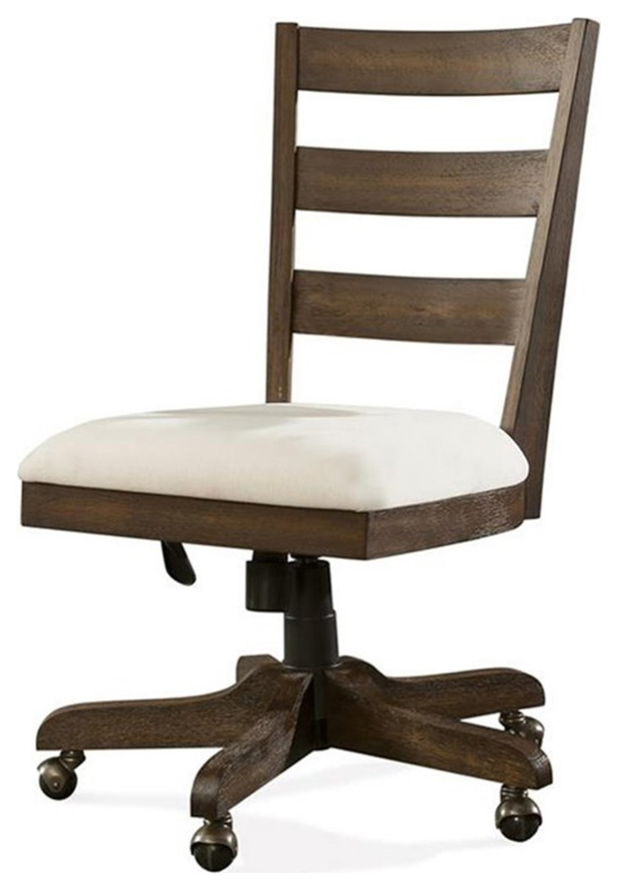 Riverside Furniture Perspectives Upholstered Wood Desk Chair in Acacia ...