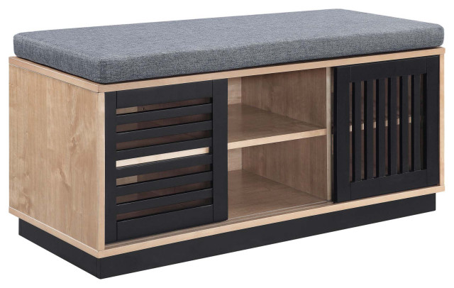 Acme Gamaliel Bench With Storage Oak and Espresso Finish - Transitional ...