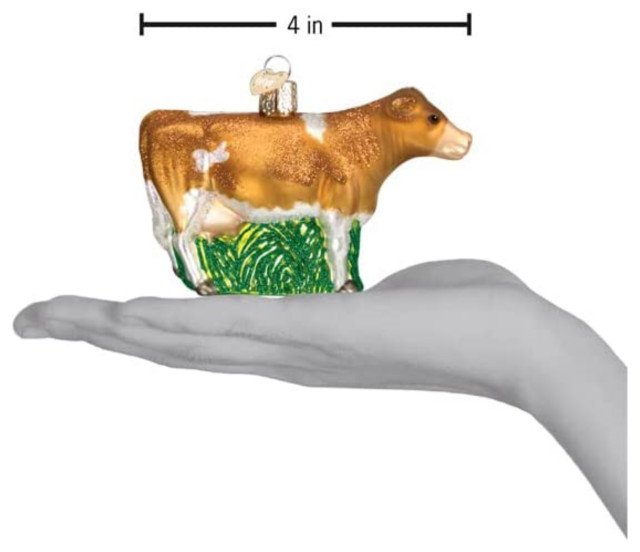 Old World Christmas Brown Dairy Cow Glass Blown Ornament for Christmas ...