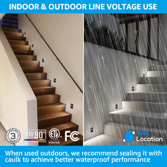 24 Pack 5CCT 120V LED Step Lights, 5%-100% Dimmable Stair Lights Indoor ...