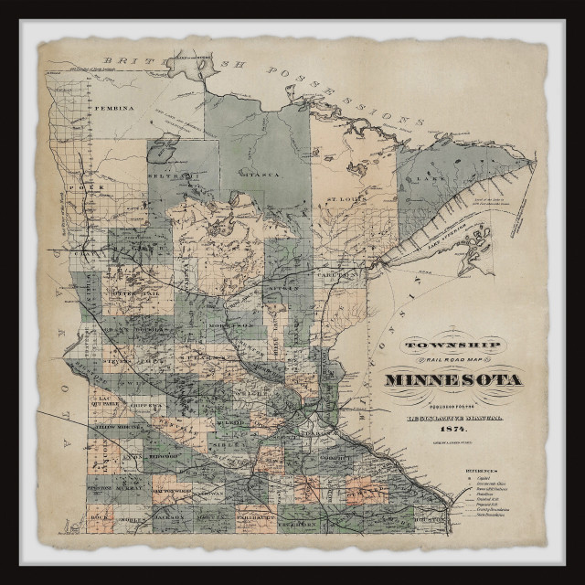 "Minnesota Township Map" Framed Painting Print, 32x32 - Contemporary ...