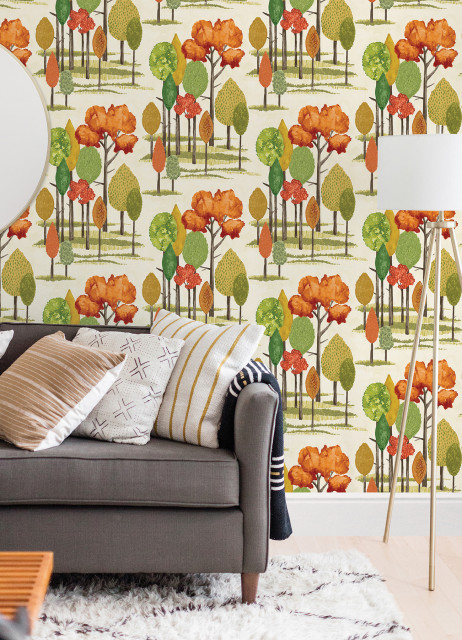 Cypress Orange Tall Trees Wallpaper, Bolt - Contemporary - Wallpaper ...