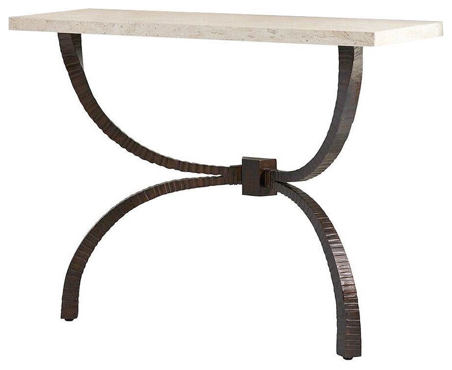 Teton Console, Entryway Console Hallway Console Table Stone Top Iron ...