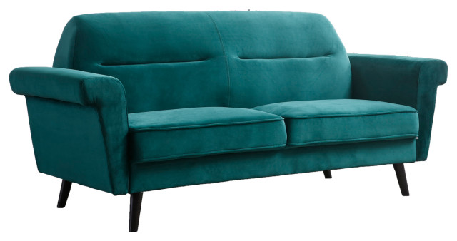 Fabric Upholstered Sofa with Key Arms and Canonical Legs, Green ...