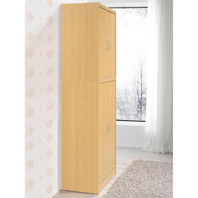 Pemberly Row 4-Door and 4-Shelf Contemporary Wood Kitchen Pantry in ...