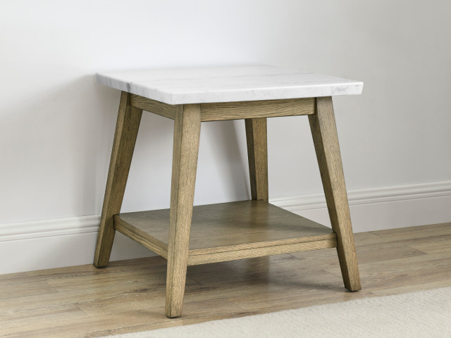 Vida White Marble Top Square End Table - Transitional - Side Tables And ...