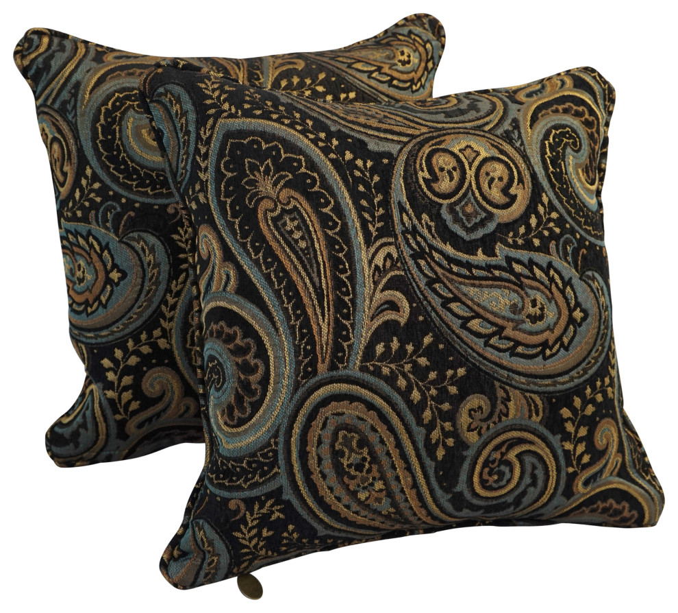 18" Double-Corded Jacquard Chenille Square Throw Pillows Set of 2 ...