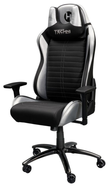 Ergonomic Racing Style Gaming Chair Silver - Contemporary - Gaming ...