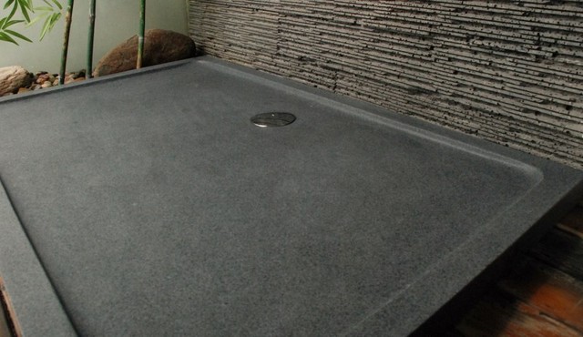 54 x 34 Stone Shower Base Gray Genuine Granite - SPACIUM - Contemporary ...