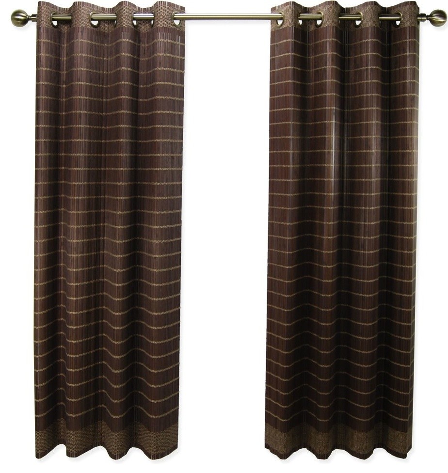 Bamboo Wood Curtain Panel With Grommets, 42"x63" - Asian - Curtains ...