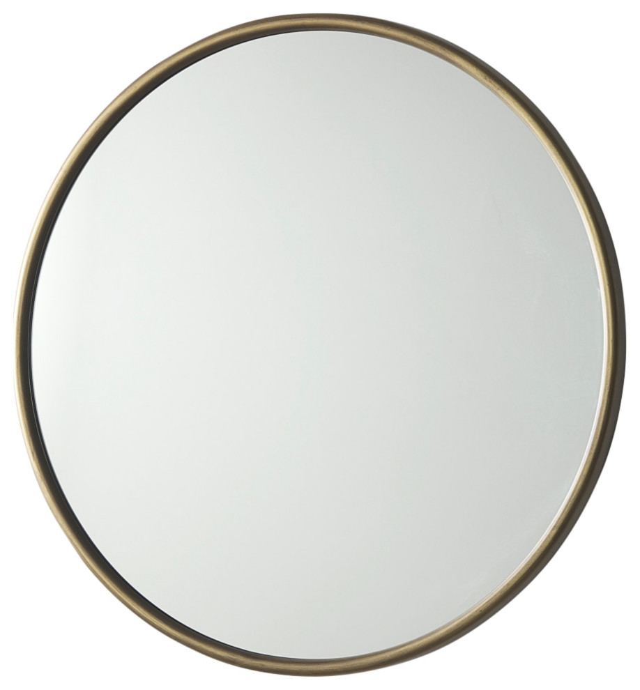 Piper Gold Metal Frame Round Mirror, 36" - Transitional - Wall Mirrors ...