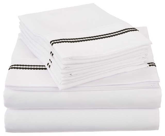 4-Piece Sheet Set With 2-Line Embroidery, Duvets covers OR Pillowcases ...