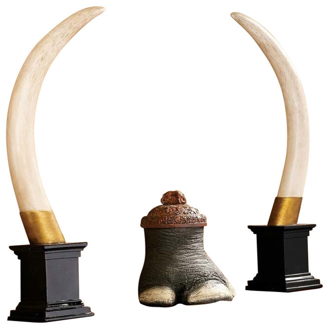 Elephant Tusk Trophies, Set of 2 - Traditional - Decorative Objects And ...