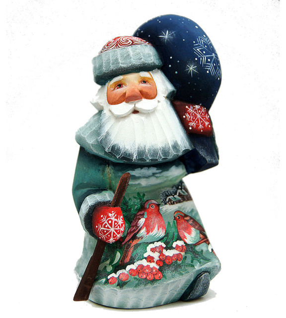 Red Cardinal Santa Wood Carved - Traditional - Holiday Accents And ...