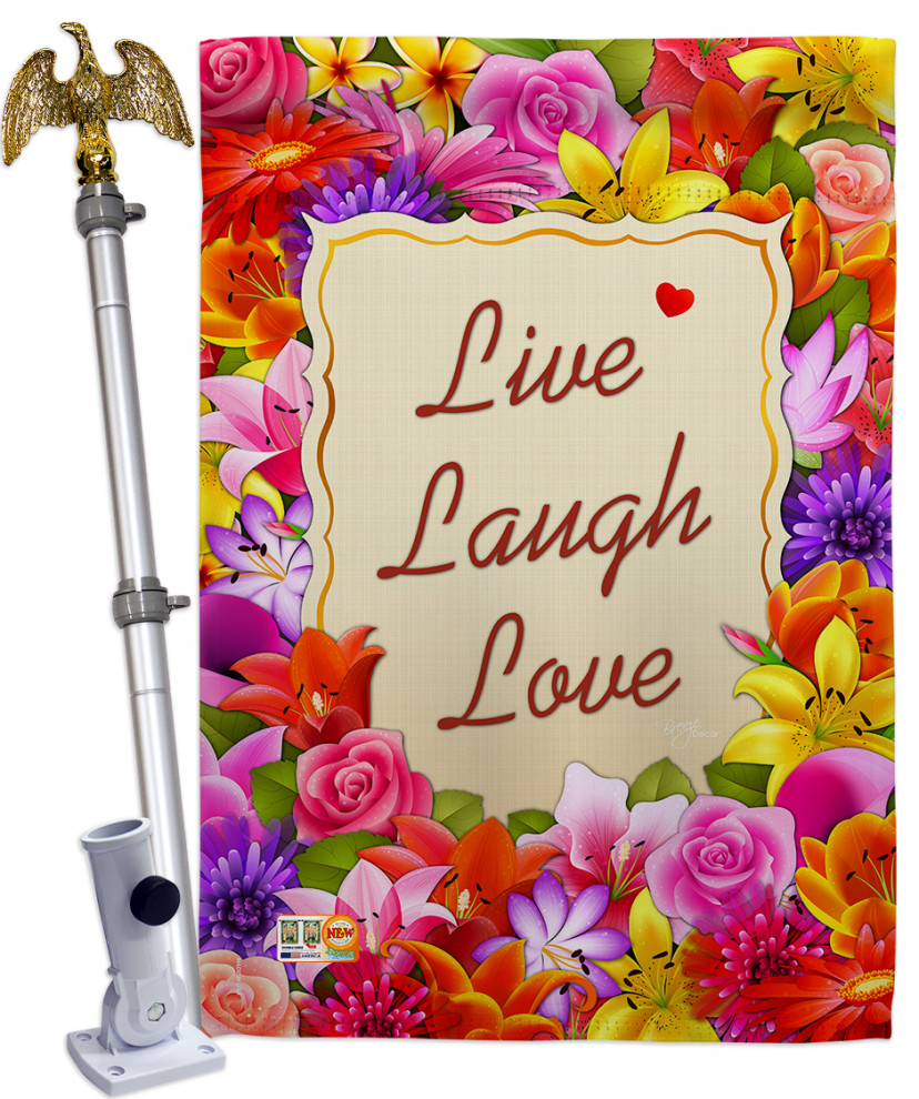 Welcome Live, Laugh, Love Inspirational Sweet Home House Flag Set ...