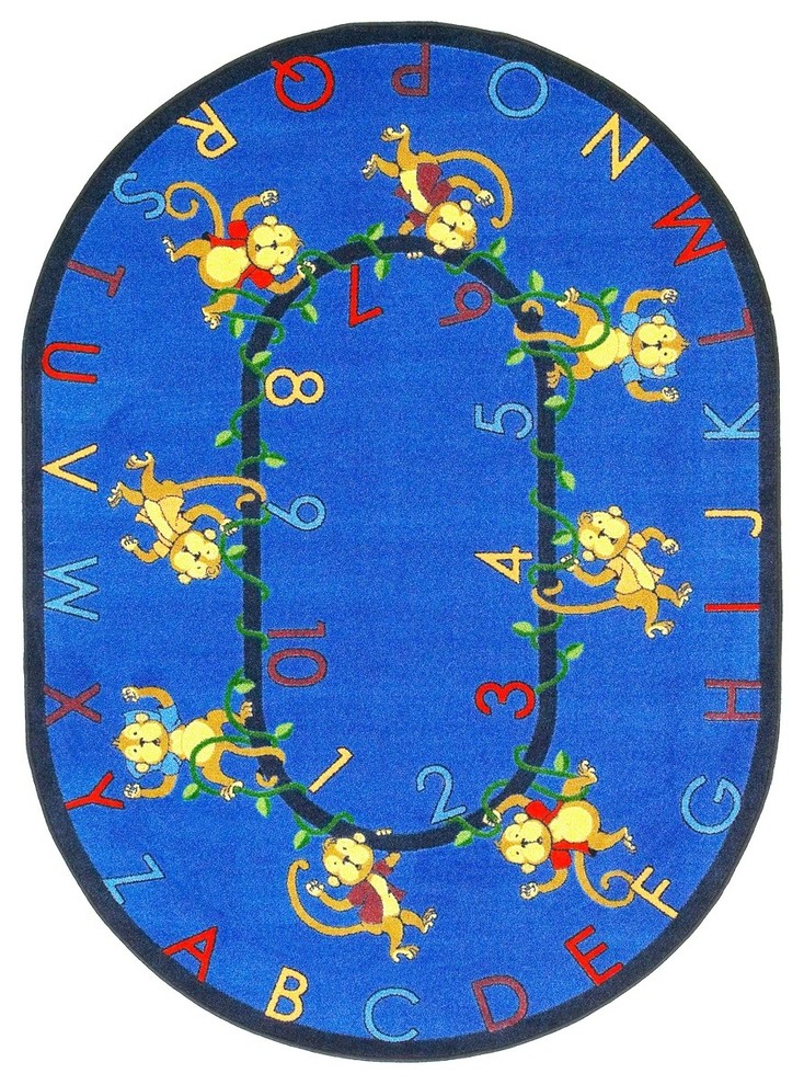 Kid Essentials, Early Childhood Monkey Business Rug, 5'4" x 7'8" Oval ...