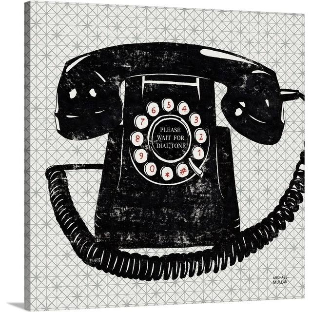 Vintage Analog Phone Wrapped Canvas Art Print, 24"x24" - Contemporary ...