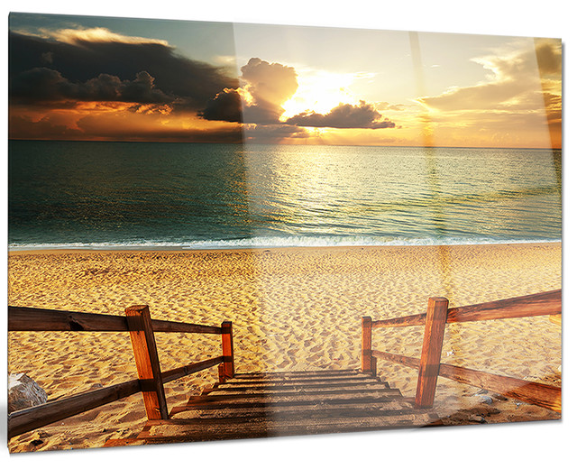 "Boardwalk Stair into Sandy Beach" Metal Wall Art, 40"x30" - Beach ...