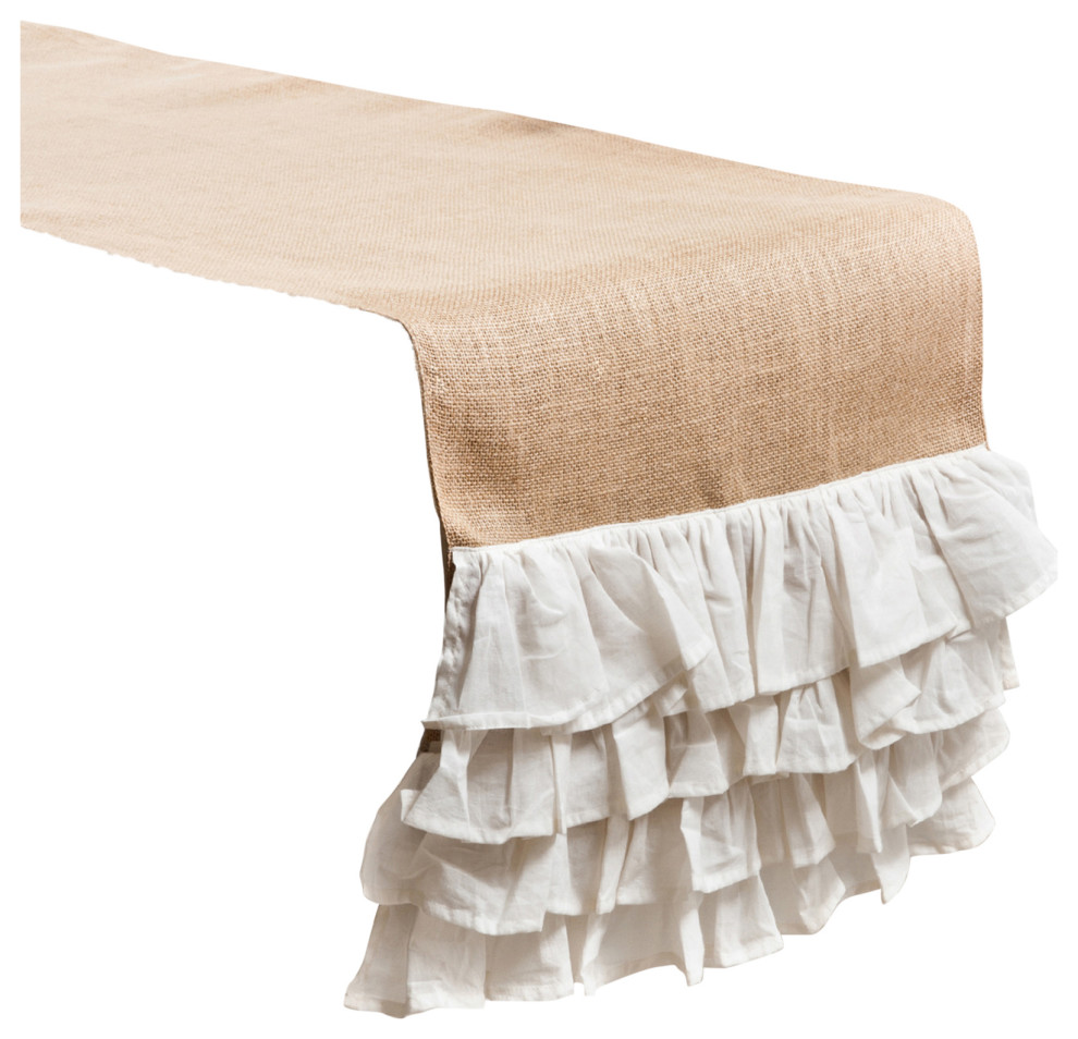 Ruffle Design Jute Table Runner, 16" x 72" - Traditional - Table ...