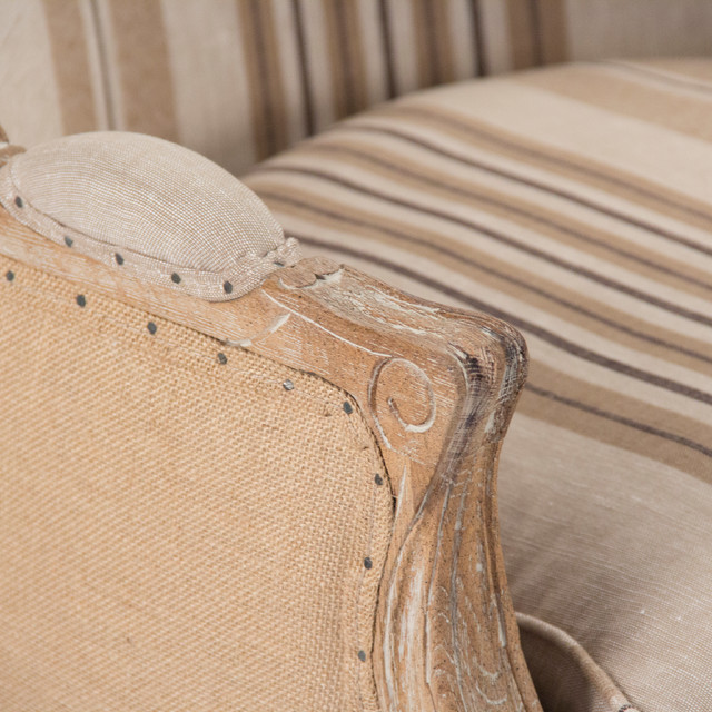 Roland Club Chair With Stripes, Striped Linen - French Country ...