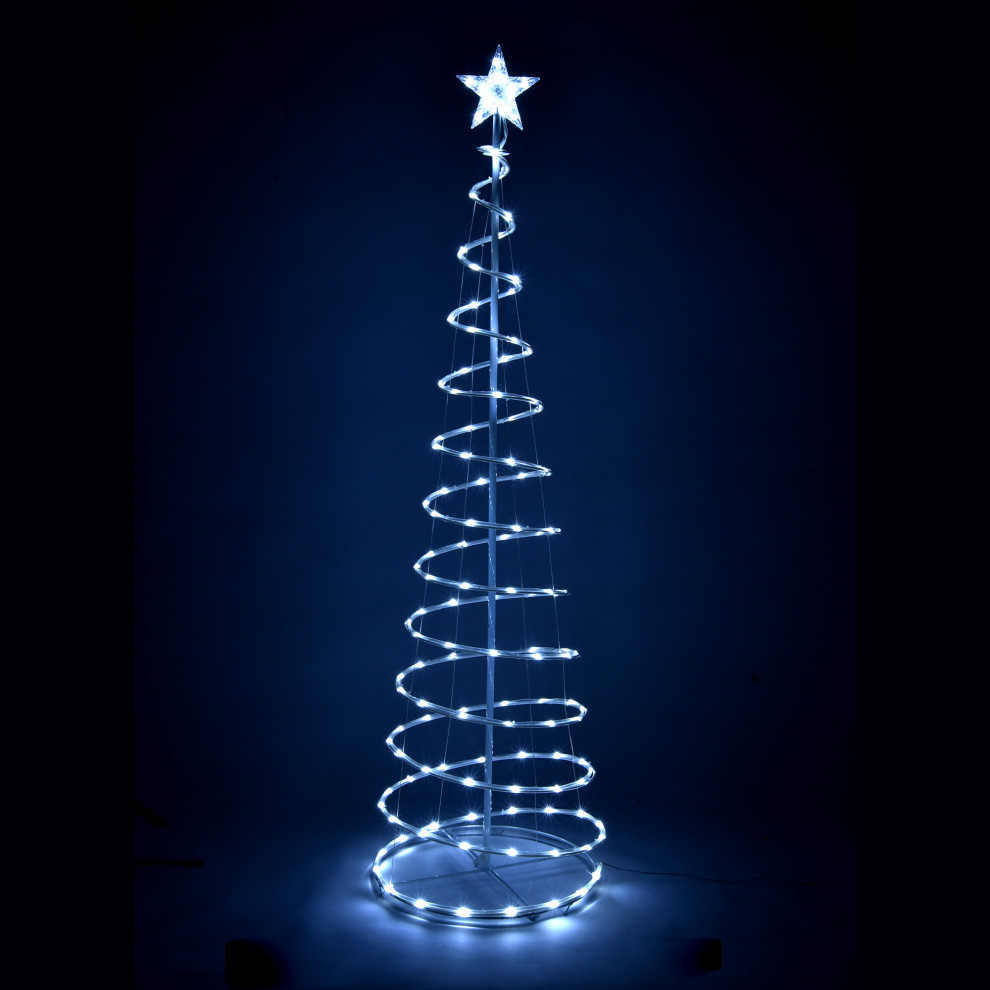 6 Ft LED Spiral Tree Light Cool White 182 LEDs USB Powered Christmas ...