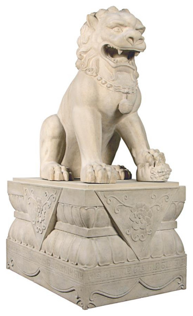 Design Toscano Female Foo Dogs With Plinth - Asian - Garden Statues And ...