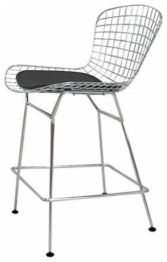 OCC set of 1- Chromed Steel Wire Frame Counter Height Stool ...