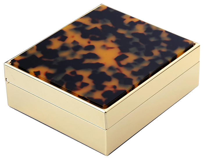 Addison Ross Faux Tortoise Box, Gold - Contemporary - Decorative Boxes ...