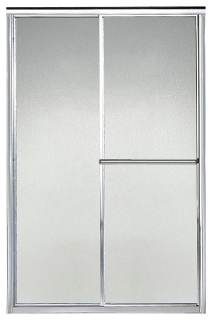 Sterling Deluxe Sliding Shower Door, Silver with Pebbled Glass Texture ...