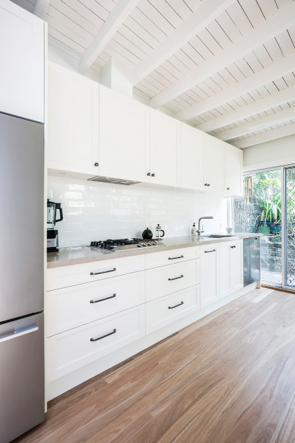 Kitchen with Shitake Caesarstone bench tops - Transitional - Kitchen ...