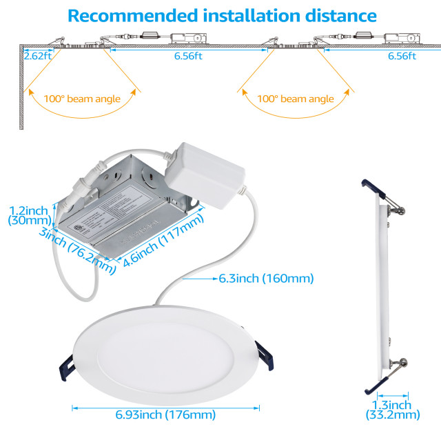 12-Pack 6"Smart Recessed Lighting, Color Changing RGBCW Smart Downlight ...