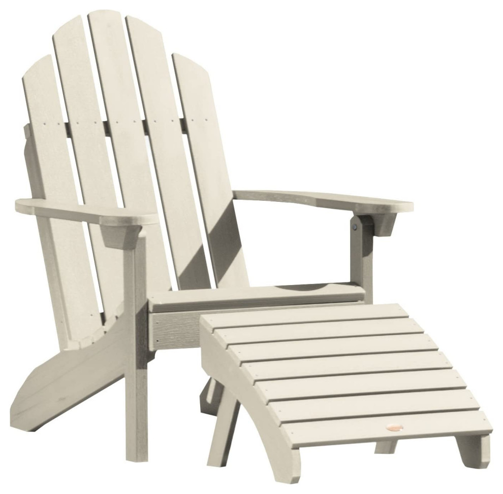 Traditional Adirondack Chair With Ottoman, Weatherproof Design - Beach ...