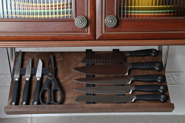 The Drop Block Walnut 18 x 9.5 Inch Magnetic Knife Storage Unit ...